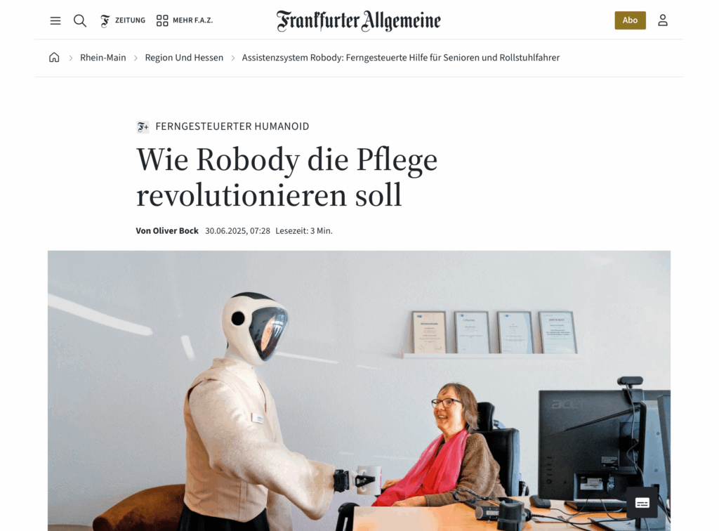 FAZ Article: “How Robody is set to revolutionize care” – DEVANTHRO